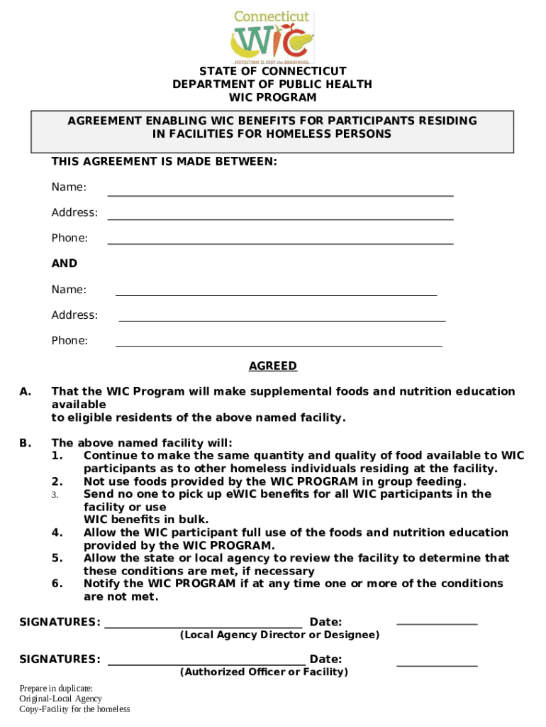 Connecticut WIC Program WIC VENDOR AGREEMENT ... Doc Template | pdfFiller
