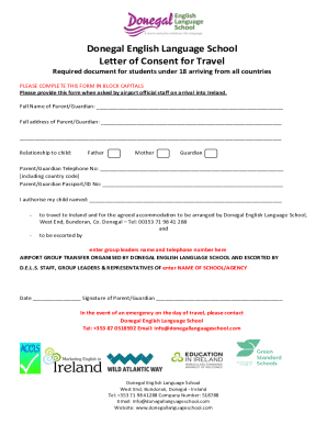 Fillable Online Child Travel Consent (Ireland) Form Fax Email Print ...