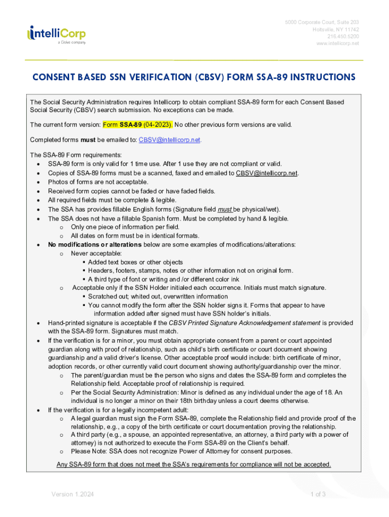Fillable Online CBSV-Form-SSA-89-Instructions- ... Fax Email Print ...