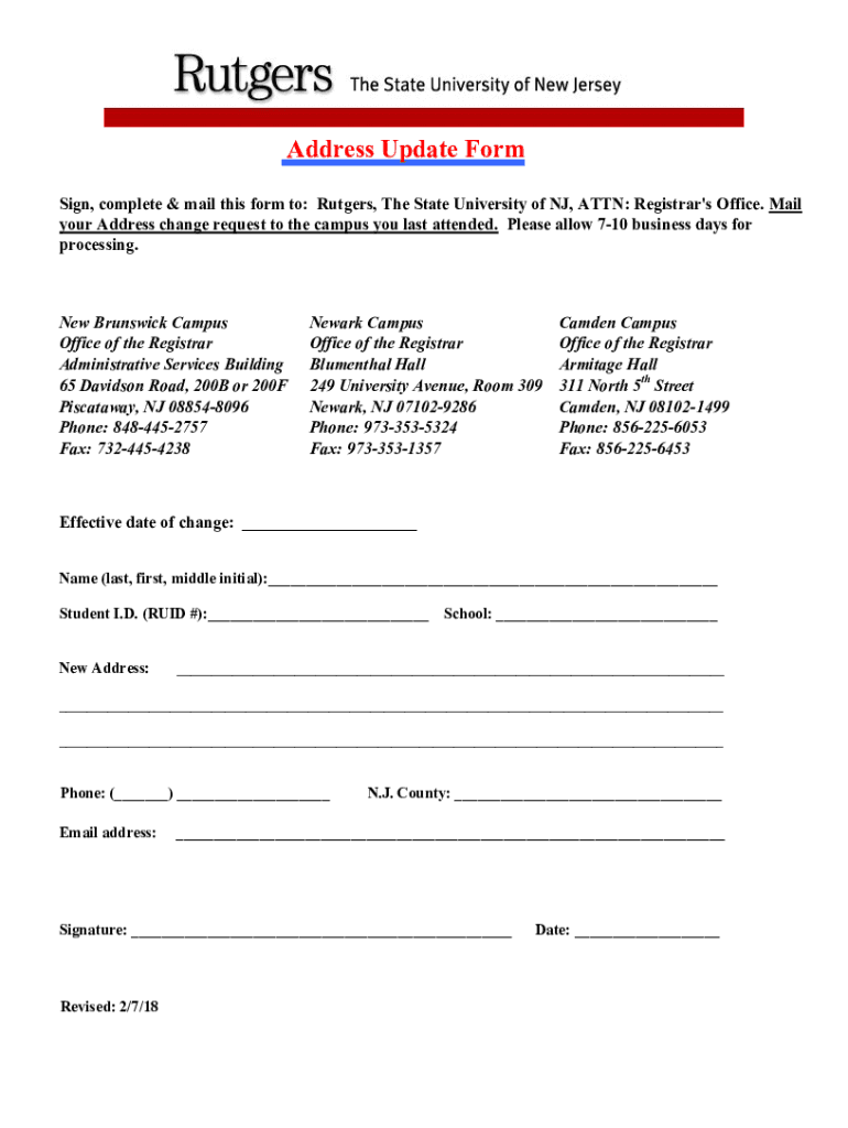 Fillable Online nbregistrar rutgers Fillable Online nbregistrar rutgers ...