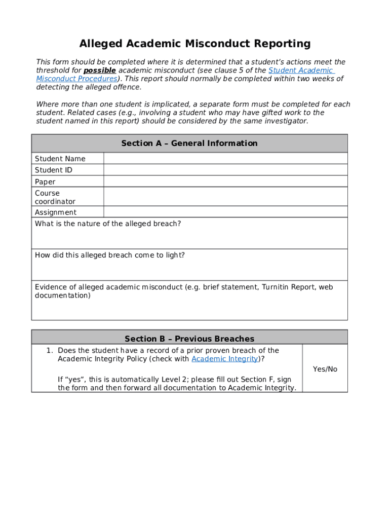 ACADEMIC MISCONDUCT FACULTY DISPOSITION Doc Template | pdfFiller