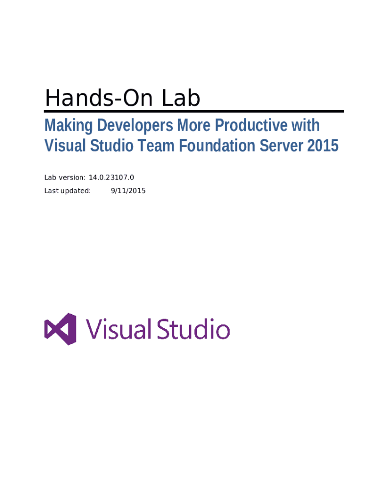 Making Developers More Productive with Visual Studio ... Doc Template | pdfFiller