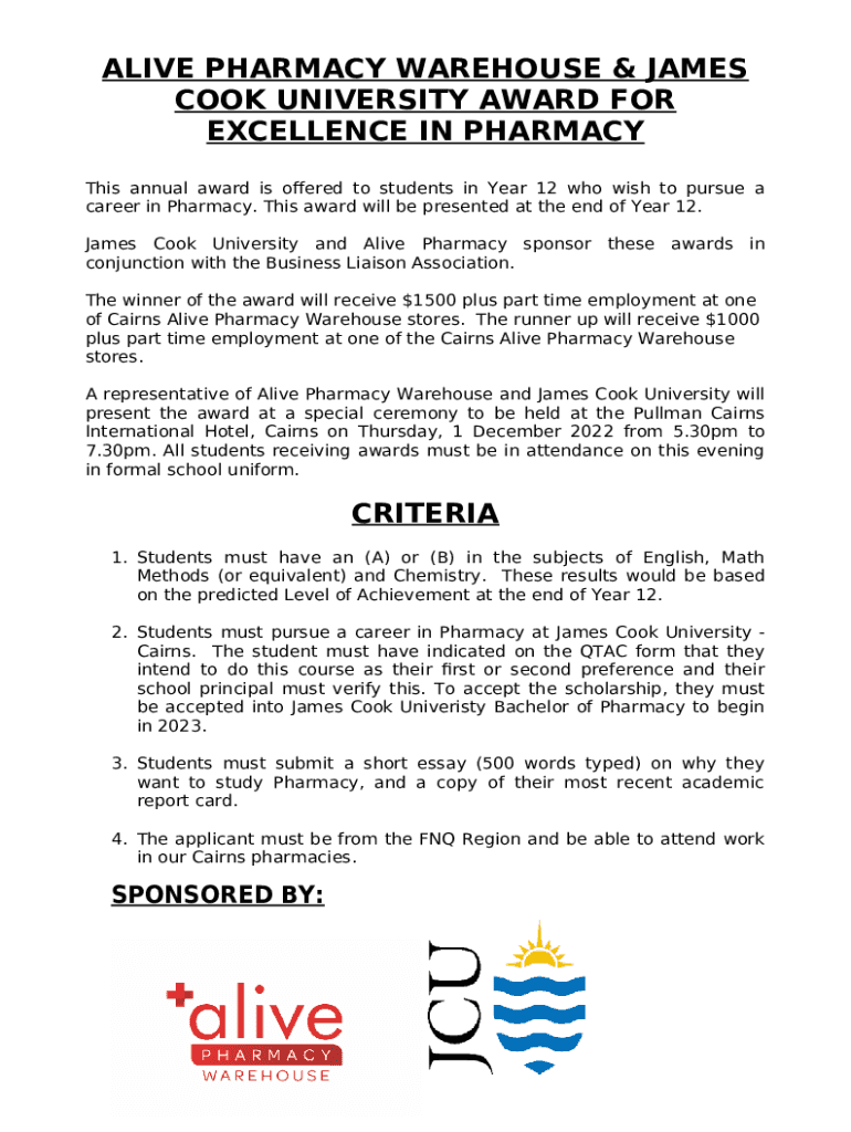 Award-for-Excellence-in-Pharmacy-Application- ... Doc Template | pdfFiller
