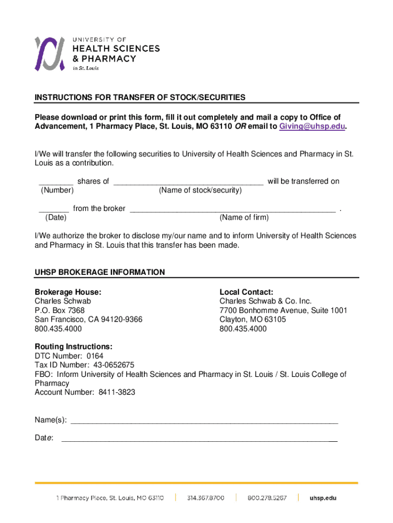 Fillable Online instructions for transfer of stock/securities Fax Email ...