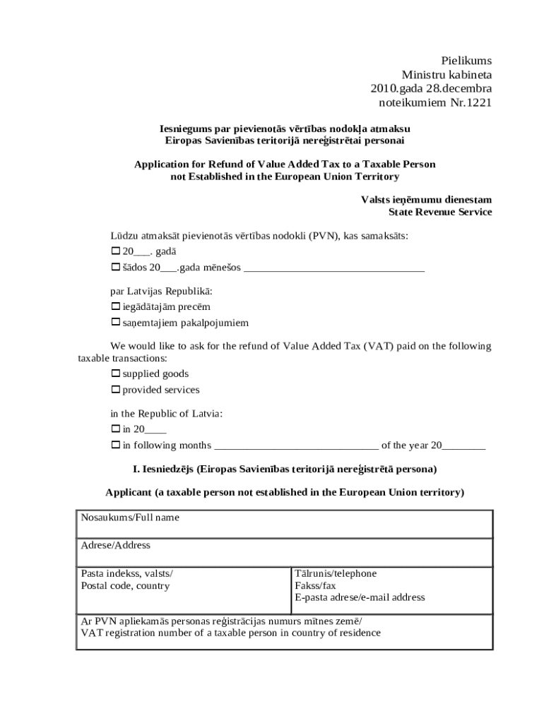 How to Manage Value-Added Tax Refunds Doc Template | pdfFiller