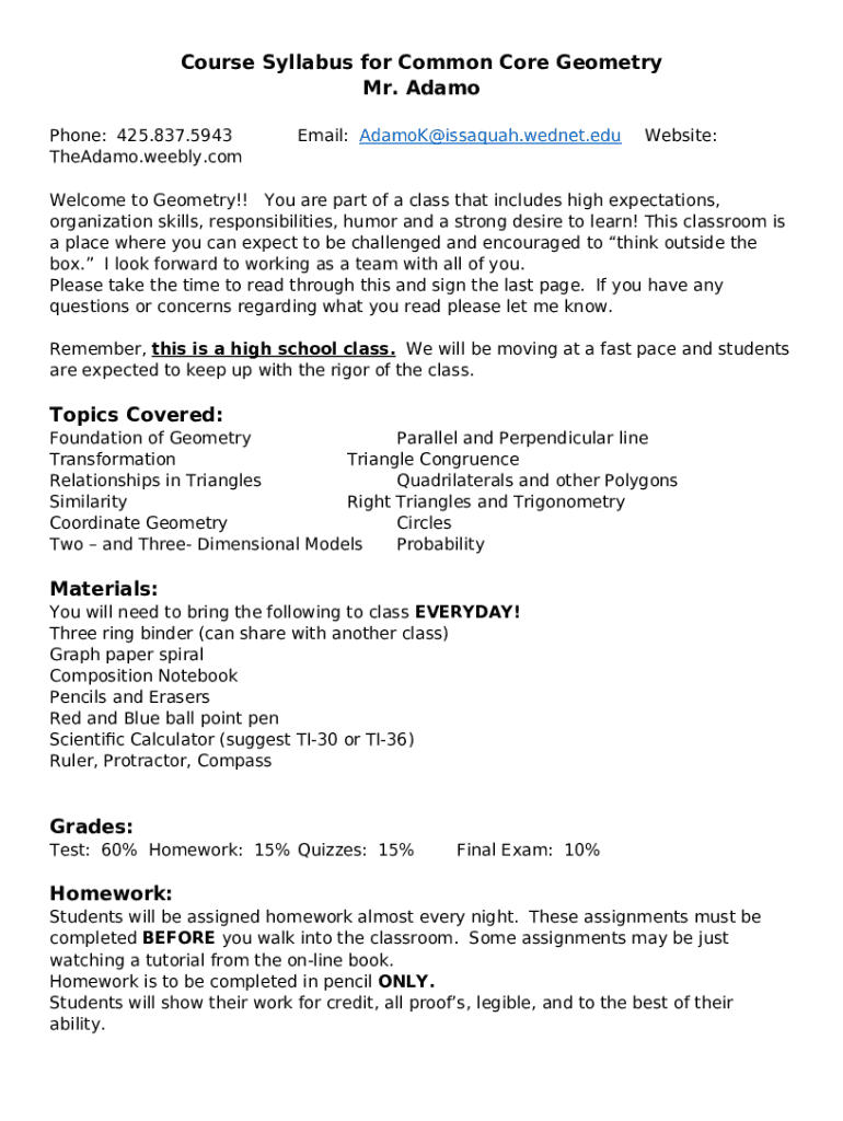 High School Standards for Mathematics Doc Template | pdfFiller