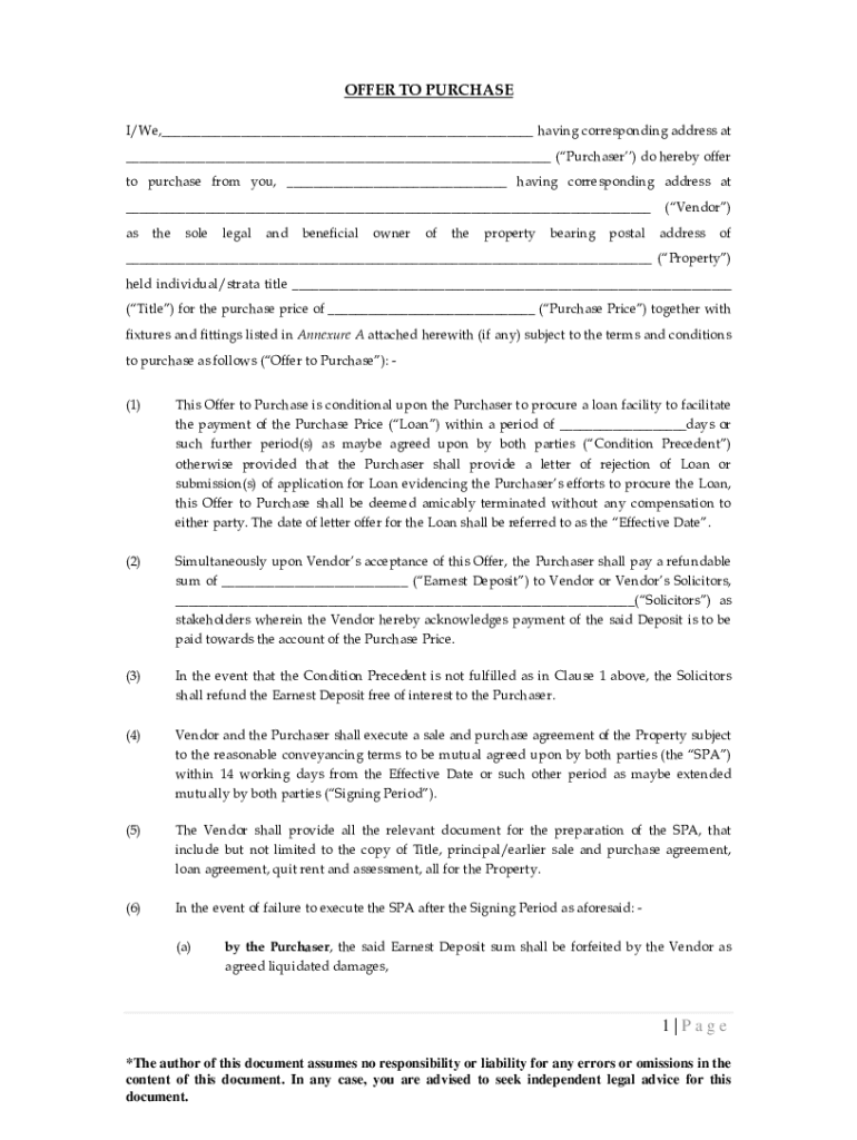 Fillable Online Agreement of Purchase and sales (APS) currently has my ...