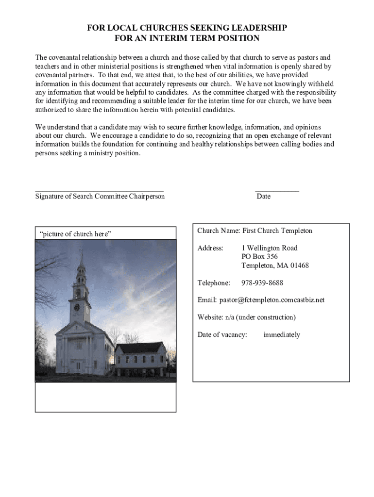 Fillable Online Pastor Search Committee Handbook (8.5x11) Fax Email ...