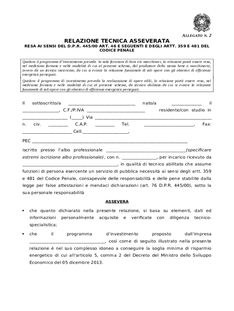 Relazione tecnica asseverata, cos' - BibLus - ACCA software Doc Template | pdfFiller