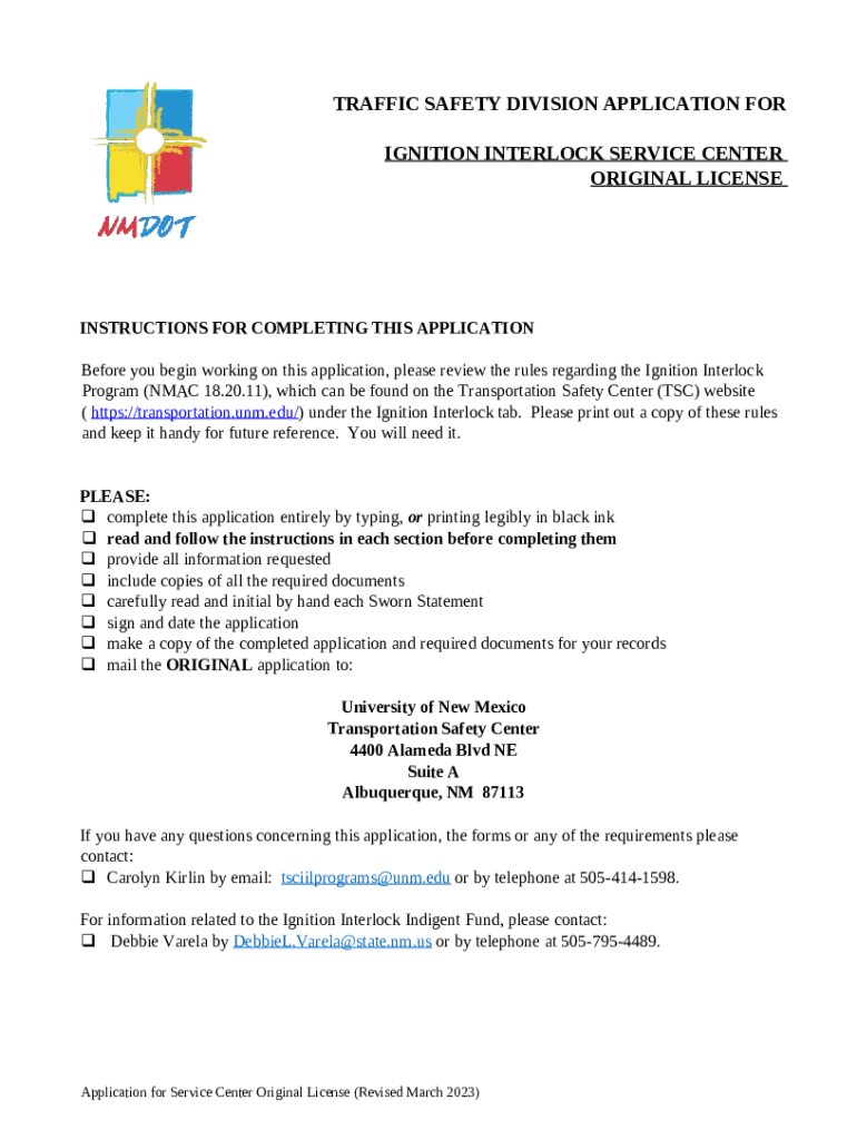 ignition interlock manufacturer original application - transportation ...