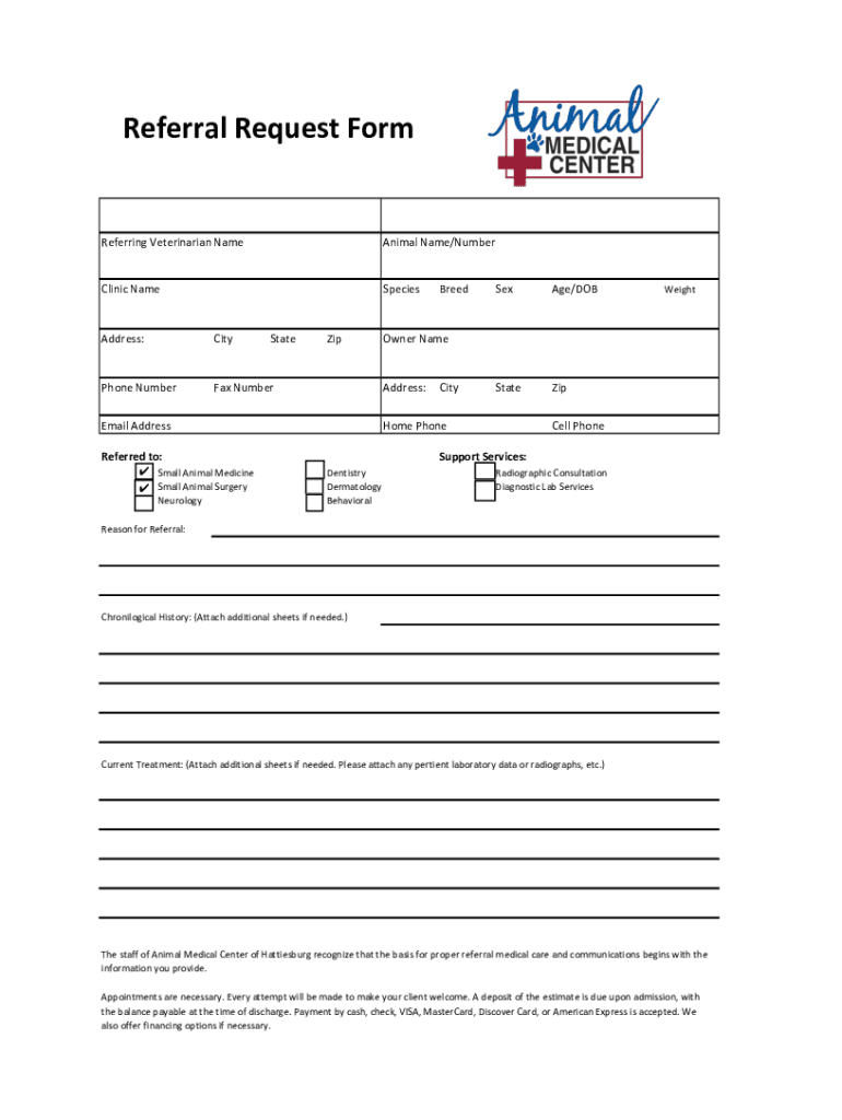 Fillable Online For Referring Veterinarians: Oncology Referral Form Fax ...