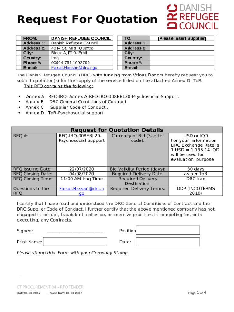 of 7 Request for Quotation No. KBL RE-RFQ014/OR025/ ... Doc Template | pdfFiller