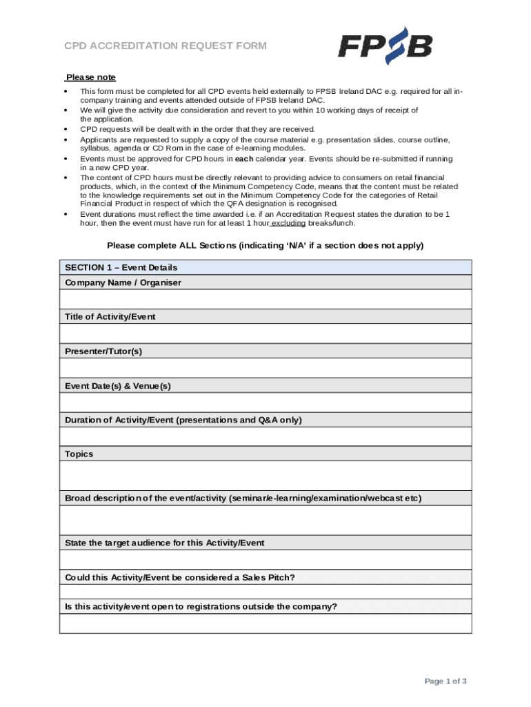 CPD ACCREDITATION REQUEST V2 Doc Template | pdfFiller