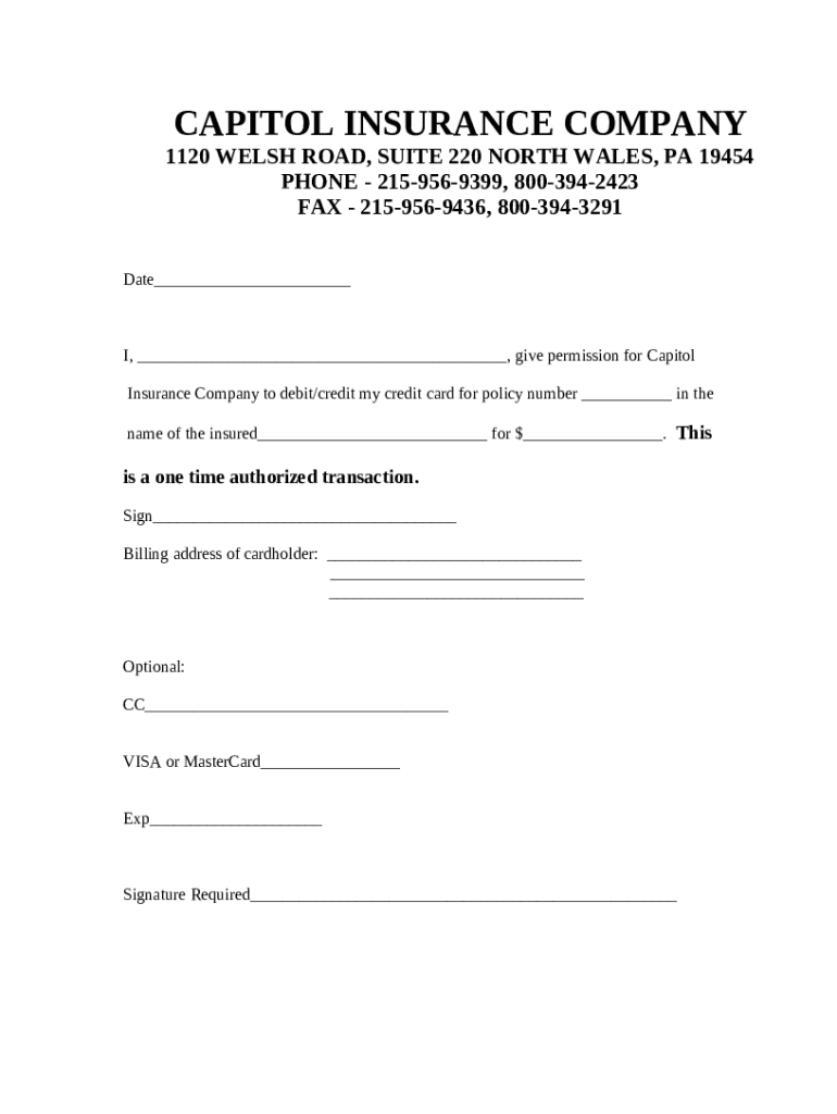 Capitol Insurance Company Personal Automobile Rate and ... Doc Template ...