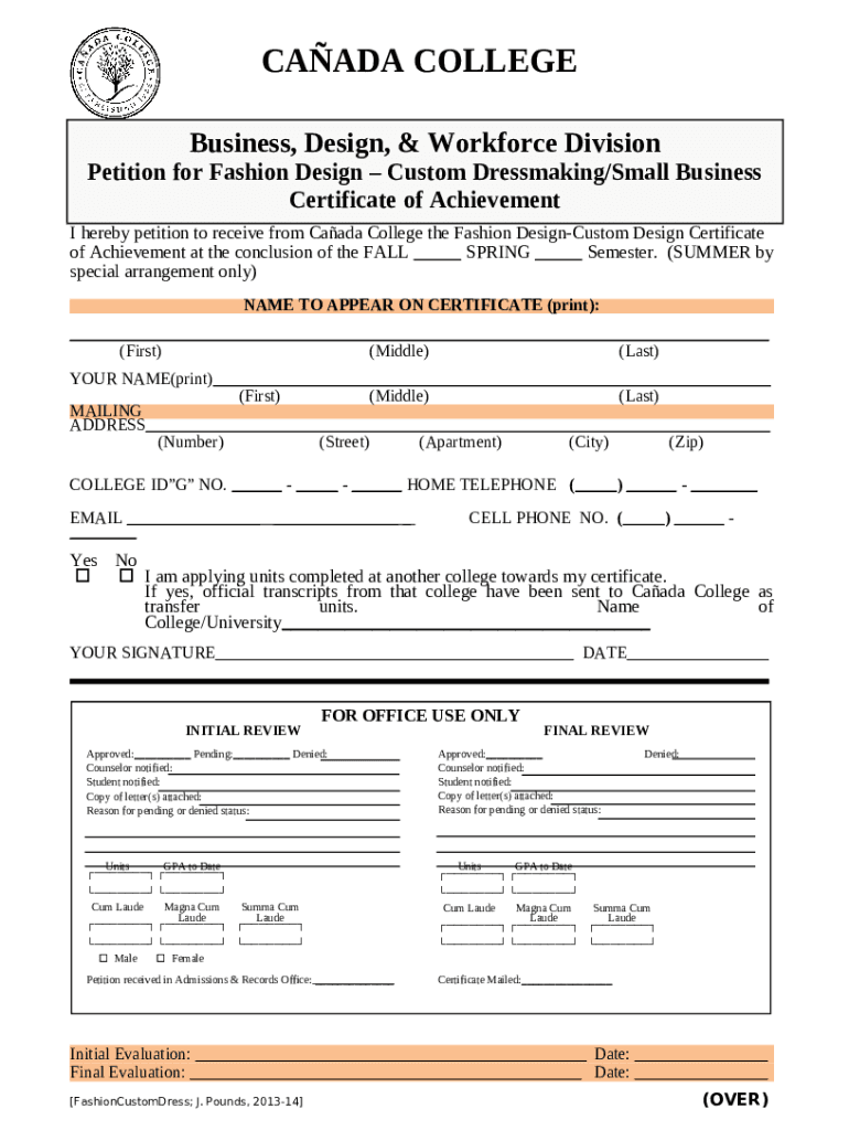 Fashion Design Merchandising Certificate of Achievement Doc Template ...