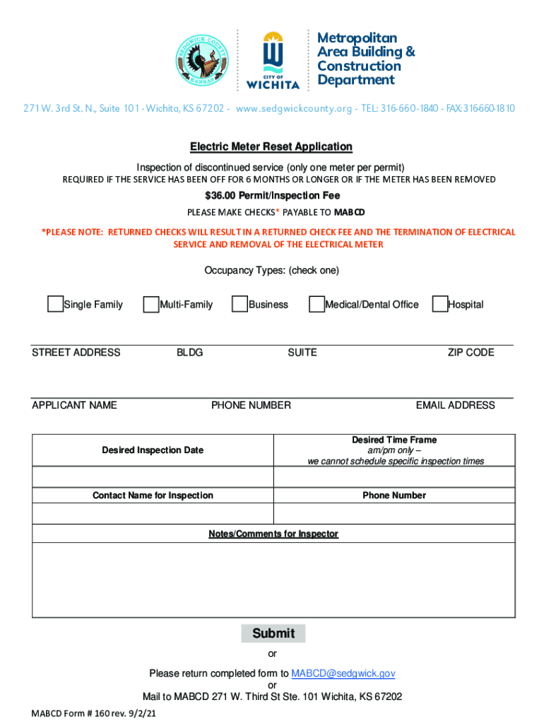 Fillable Online Inspection DivisionsSedgwick County, Kansas Fax Email Print - pdfFiller