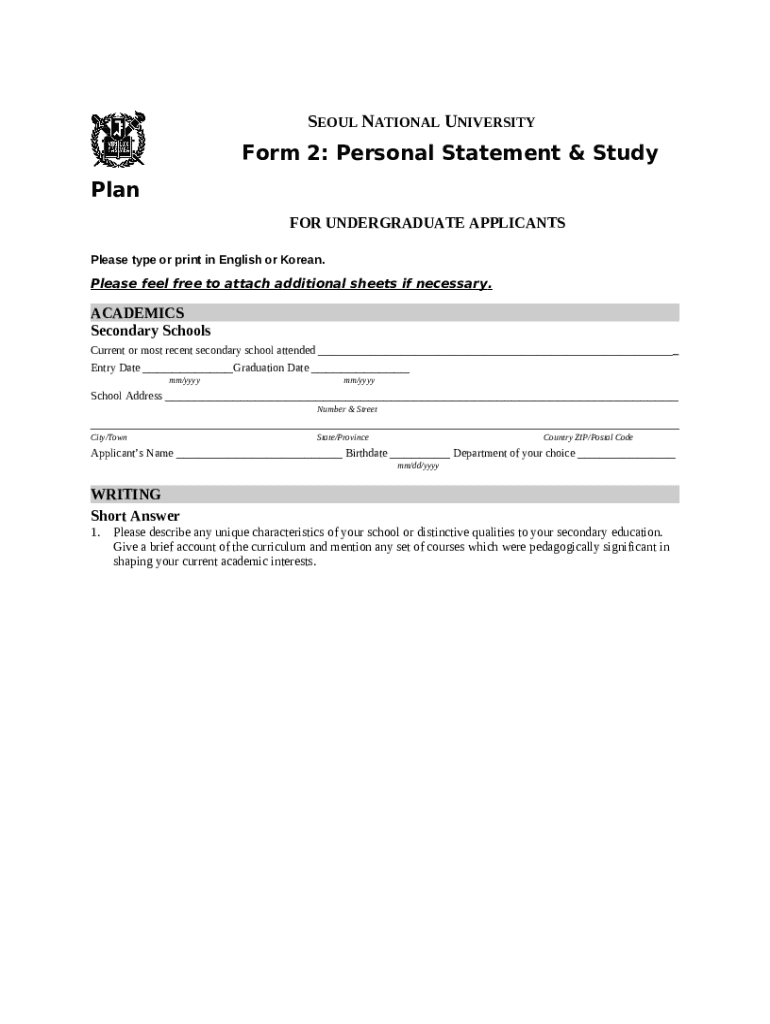 2: Personal Statement & Study Plan Doc Template | pdfFiller