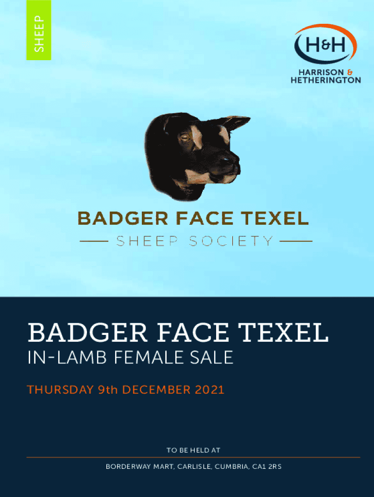 Fillable Online The Badger Face Texel Sheep Society Fax Email Print ...