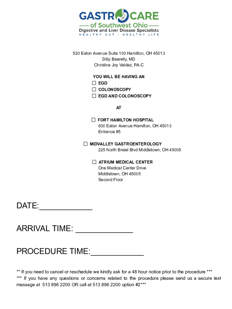 Fillable Online Dr. Dilip Bearelly, MDHamilton, OHGastroenterologist ...