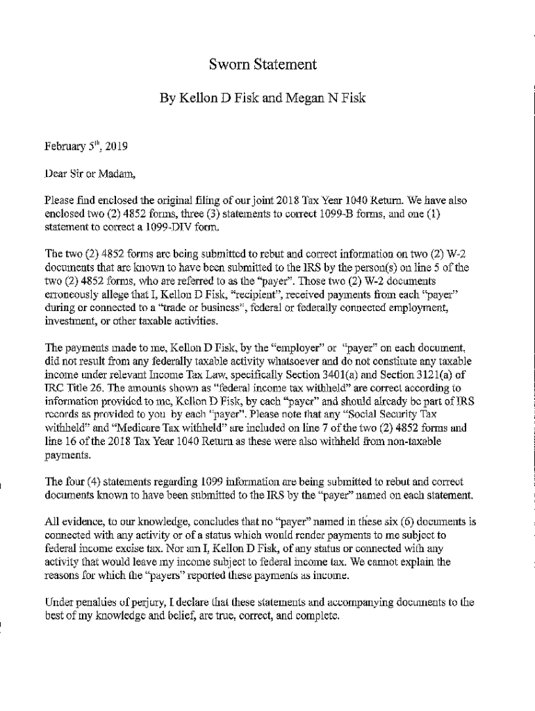 Fillable Online Sworn Statement - Lost Horizons Fax Email Print - pdfFiller