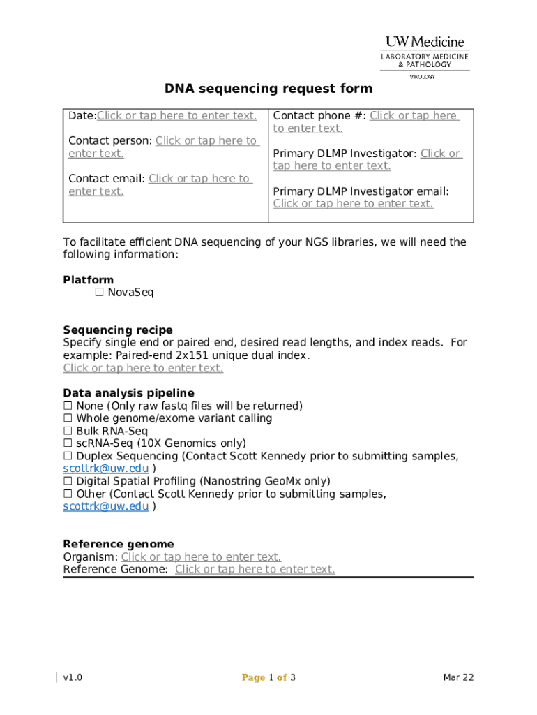 Sequencing Service Request Microbiome Core ... Doc Template | pdfFiller