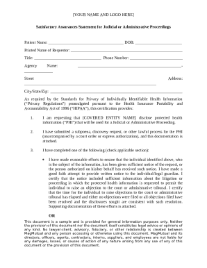 Statement of Assurances for Subpoena Doc Template | pdfFiller