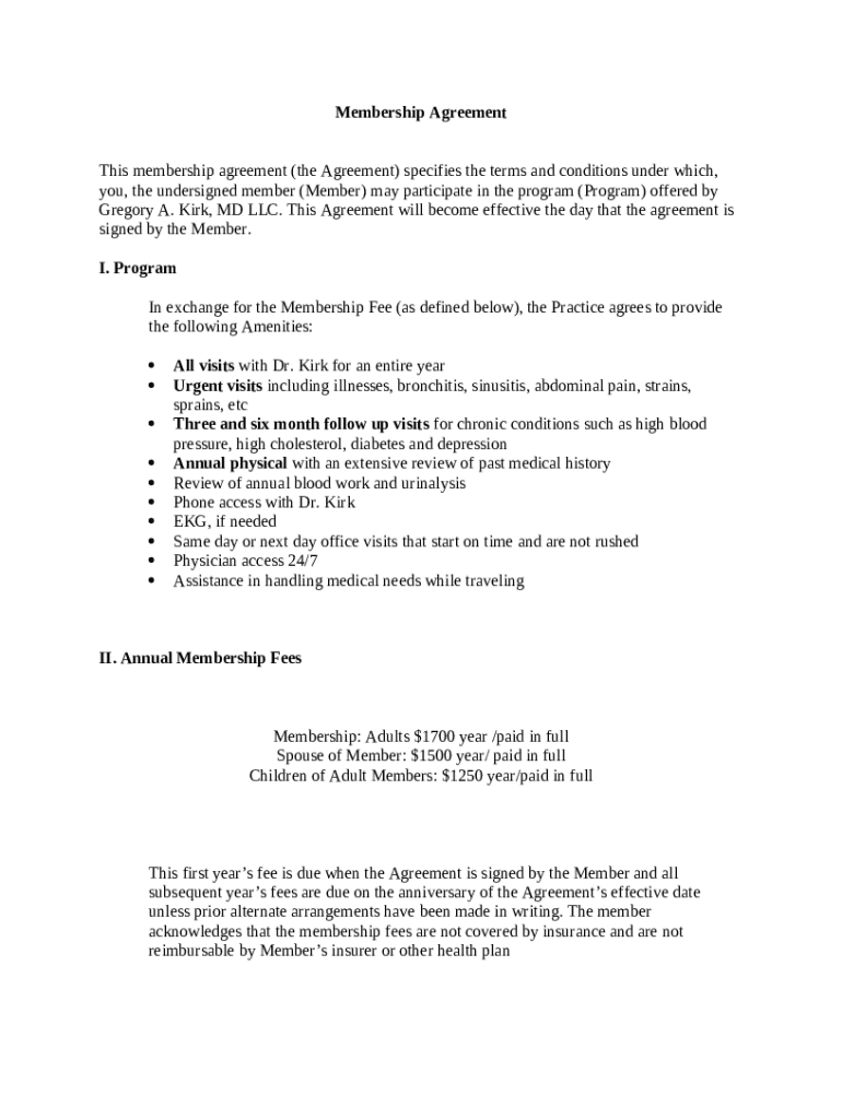 Great Lakes Athletic Club Full Membership Agreement ... Doc Template ...