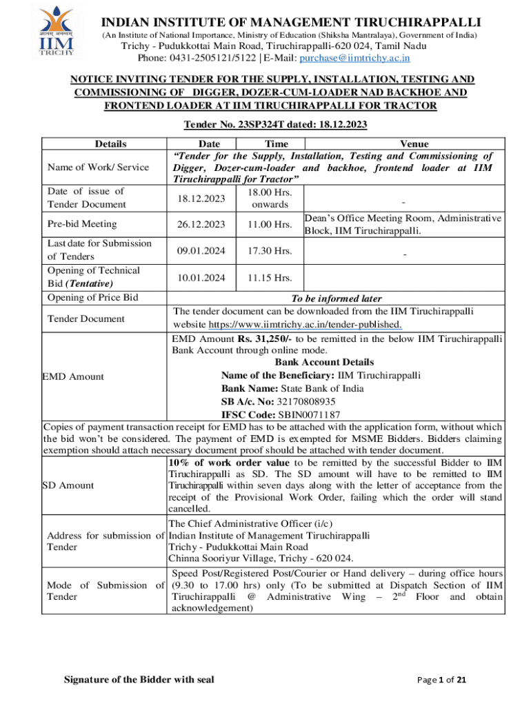 Fillable Online INDIAN INSTITUTE OF MANAGEMENT TIRUCHIRAPPALLI ' Fax Email Print - pdfFiller