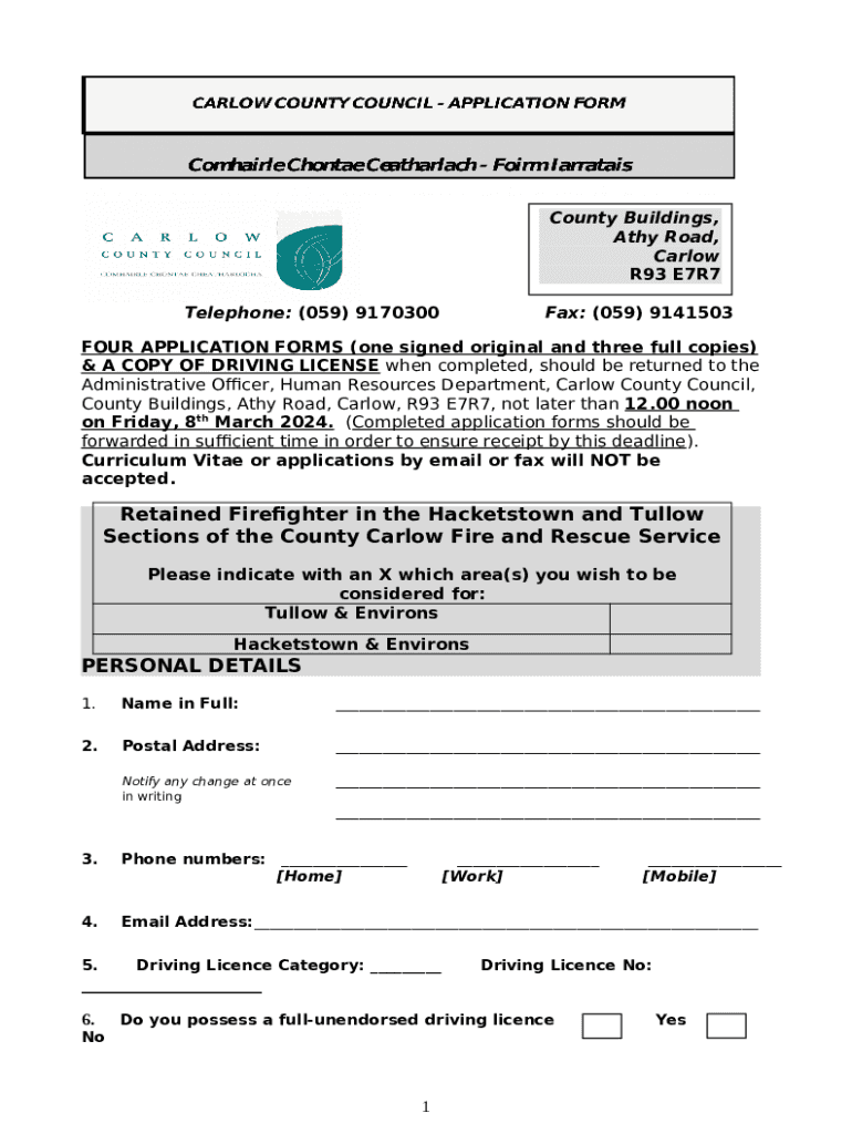 FOUR APPLICATION S (one signed original and three full copies) & A COPY ...