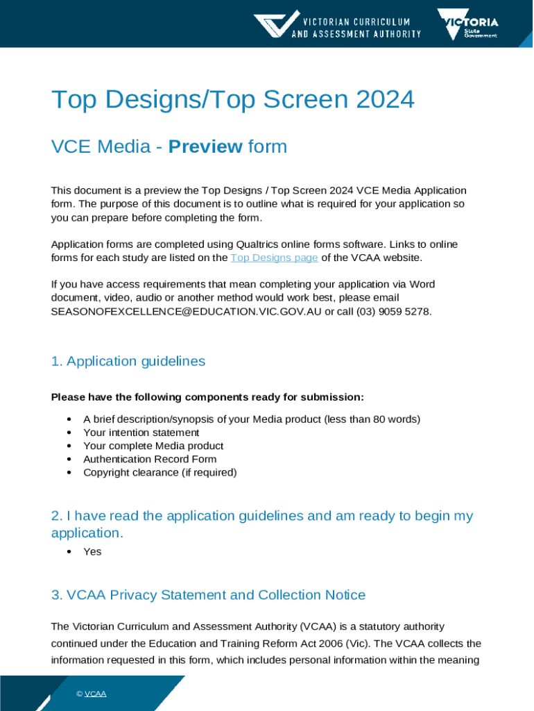 Top Designs 2024 VCE Media Preview Doc Template | pdfFiller