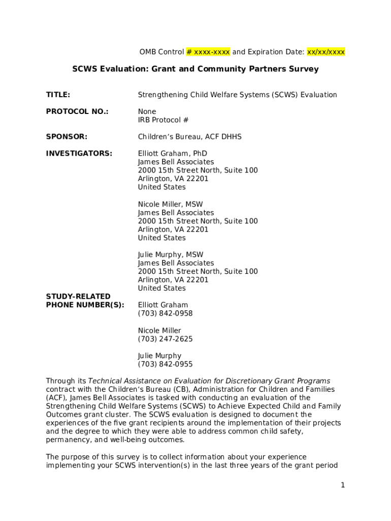 Submission for OMB Review: Strengthening Child Welfare ... Doc Template ...