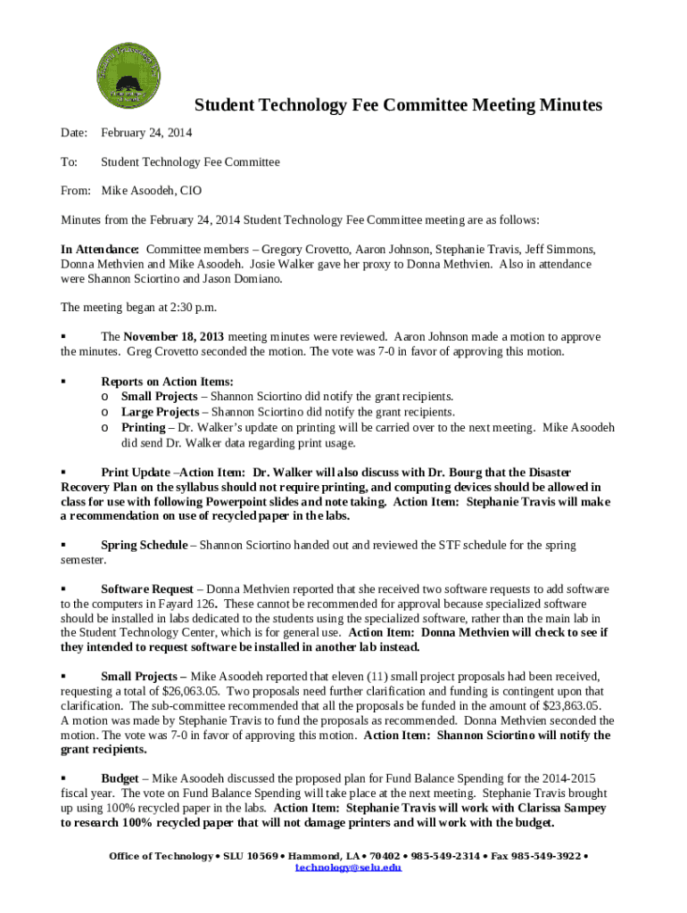In Attendance:Committee members Gregory Crovetto, Aaron Johnson, Stephanie Travis, Jeff Simmons ...