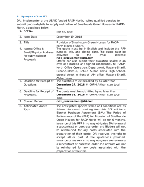 Synopsis of the Request for Proposal (RFP): DAI Doc Template | pdfFiller