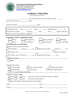 Fillable Online Academic Action Plan. Academic Action Plan Fax Email ...