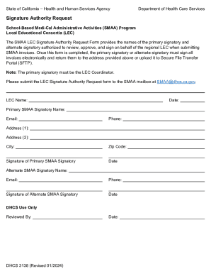 Fillable Online Signature Authority Request - DHCS - CA.gov Fax Email ...