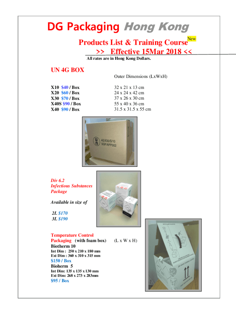 Fillable Online Products - DG Packaging Hong Kong Fax Email Print - pdfFiller