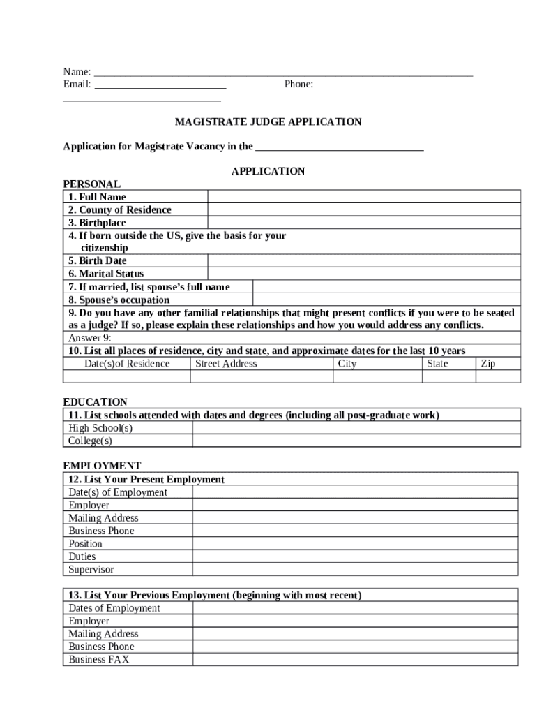 application for magistrate judge Doc Template | pdfFiller