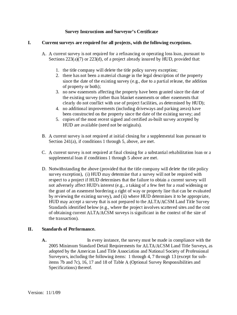 Survey Instructions and Borrower's Certificate Doc Template | pdfFiller