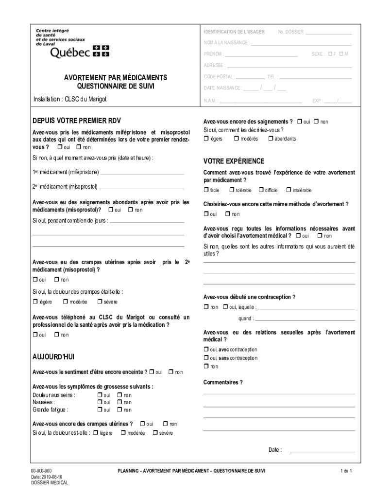 Remplissable En Ligne FOLLOW-UP QUESTIONNAIRE AFTER A MEDICAL ... Fax ...