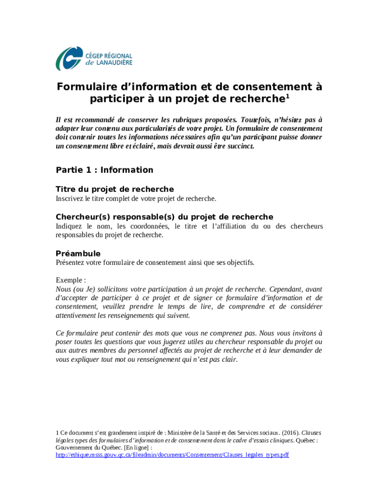ULAIRE D'INATION ET DE CONSENTEMENT A ... Doc Template | pdfFiller