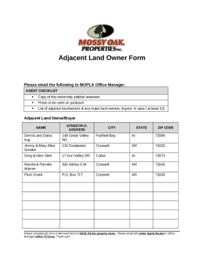 Adjacent Land Owner Doc Template | pdfFiller