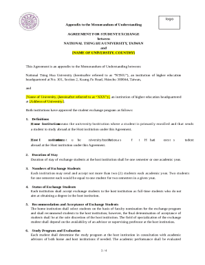 19. MoU Agreement on Student Exchange between National ... Doc Template ...