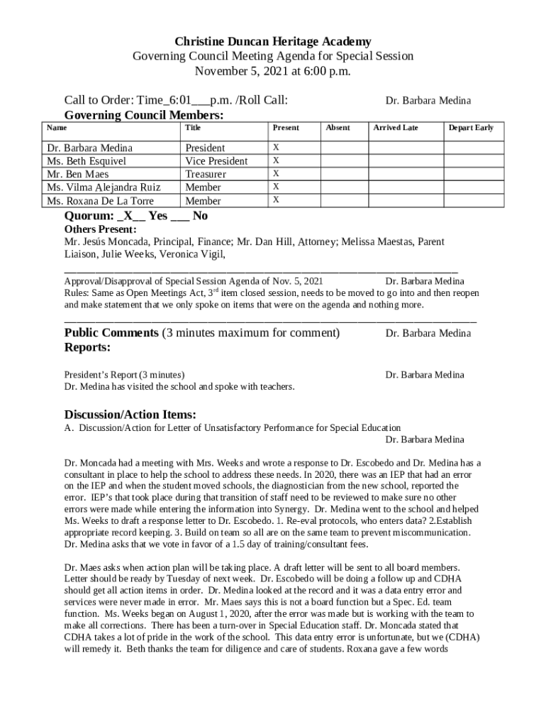 Governing Council Members Doc Template | pdfFiller