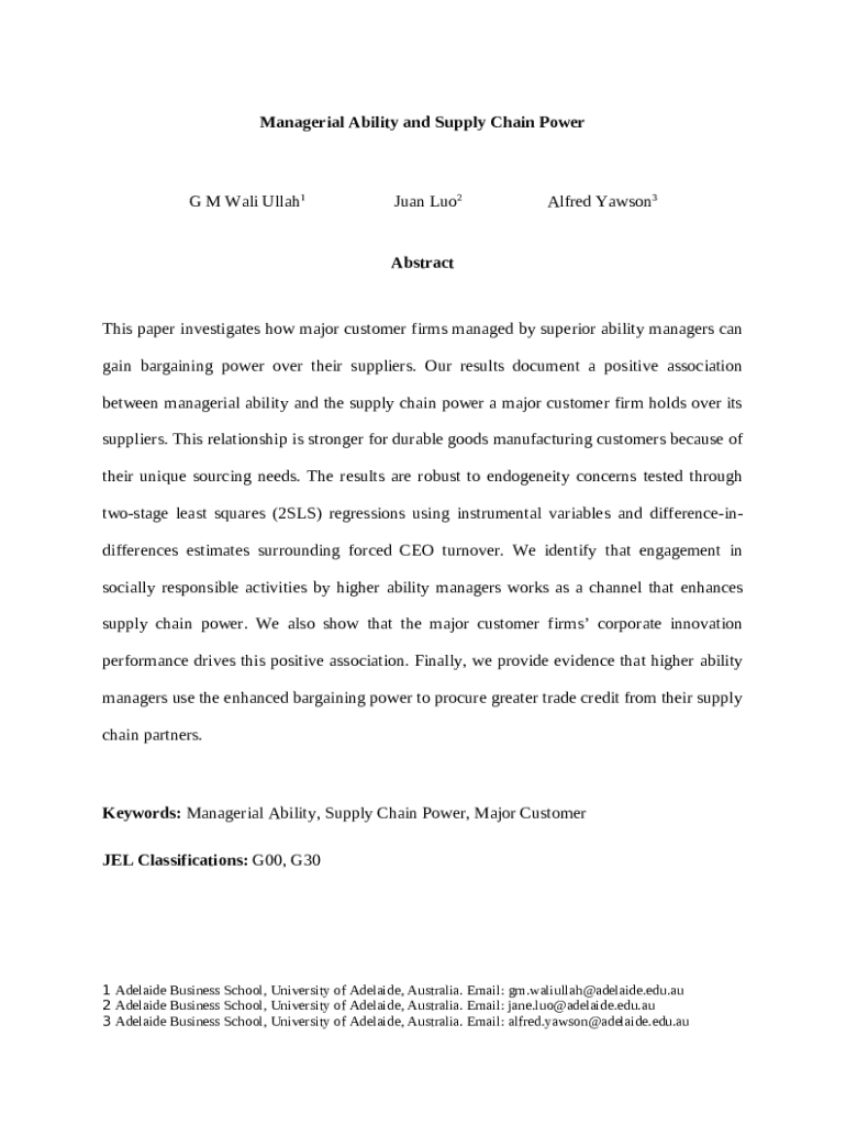 The Role of Managerial Ability in Supply Chain Management - acfr aut ac ...