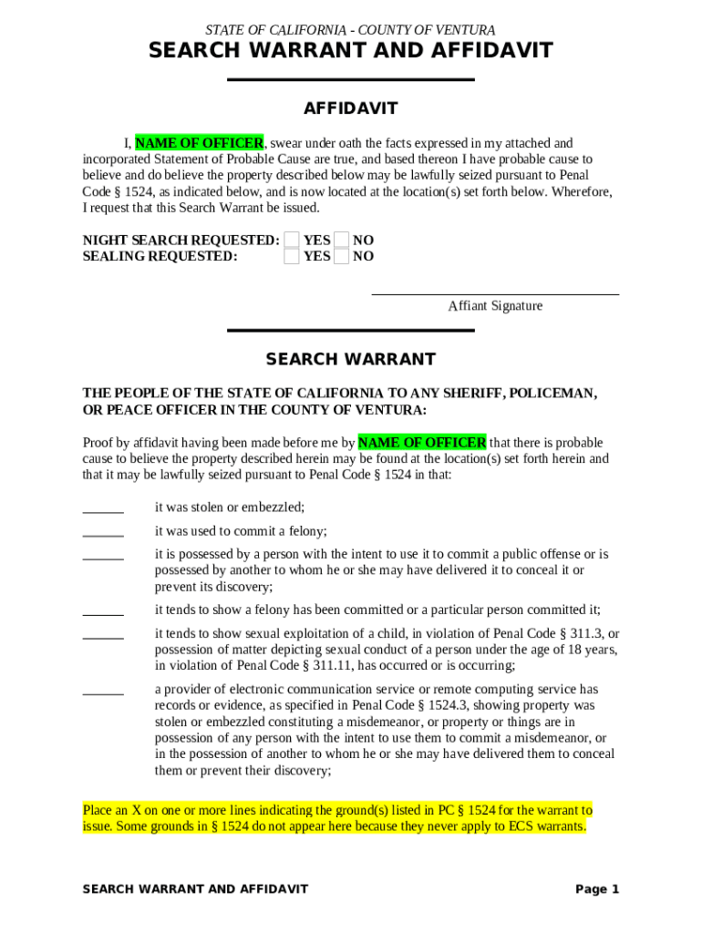 AFFIANT: An officer who swears under oath that the ... Doc Template ...