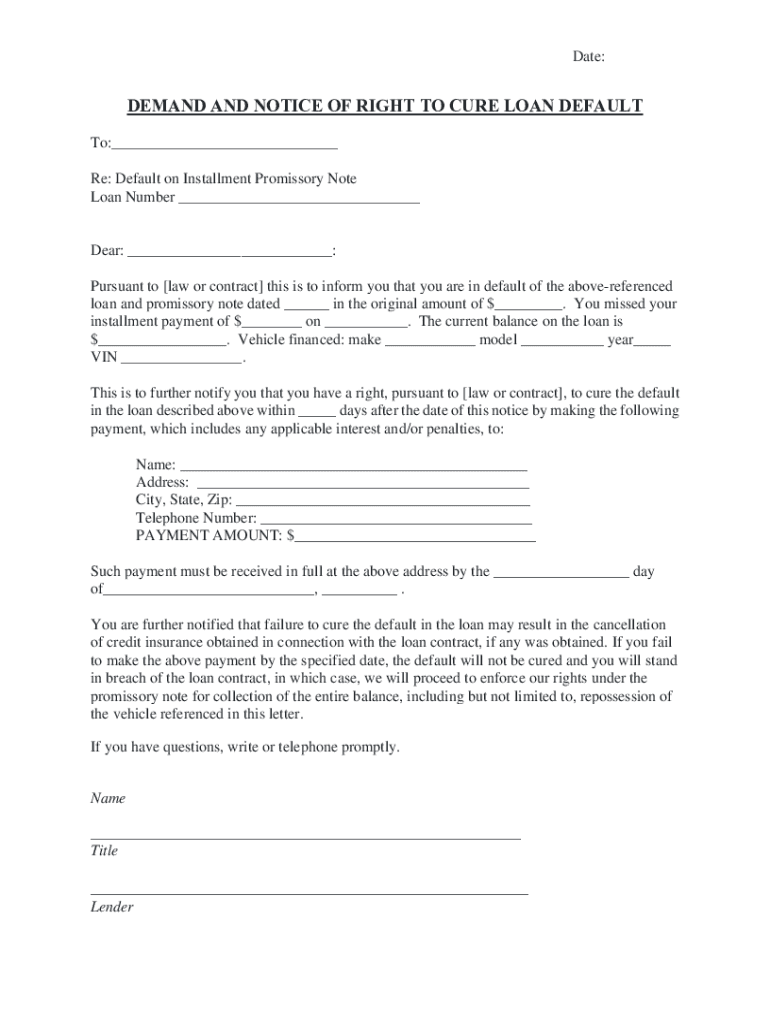 Fillable Online Negotiating Events of Default under a loan agreement ...
