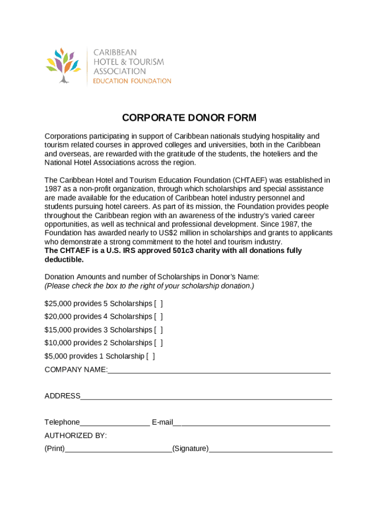 Corporate Donor s Doc Template | pdfFiller