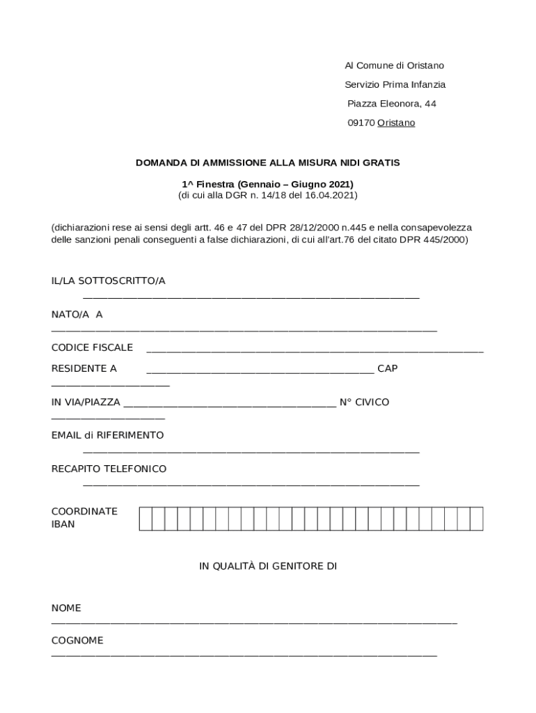 MODELLO-DI-DOMANDA-NIDI-GRATIS- ... Doc Template | pdfFiller