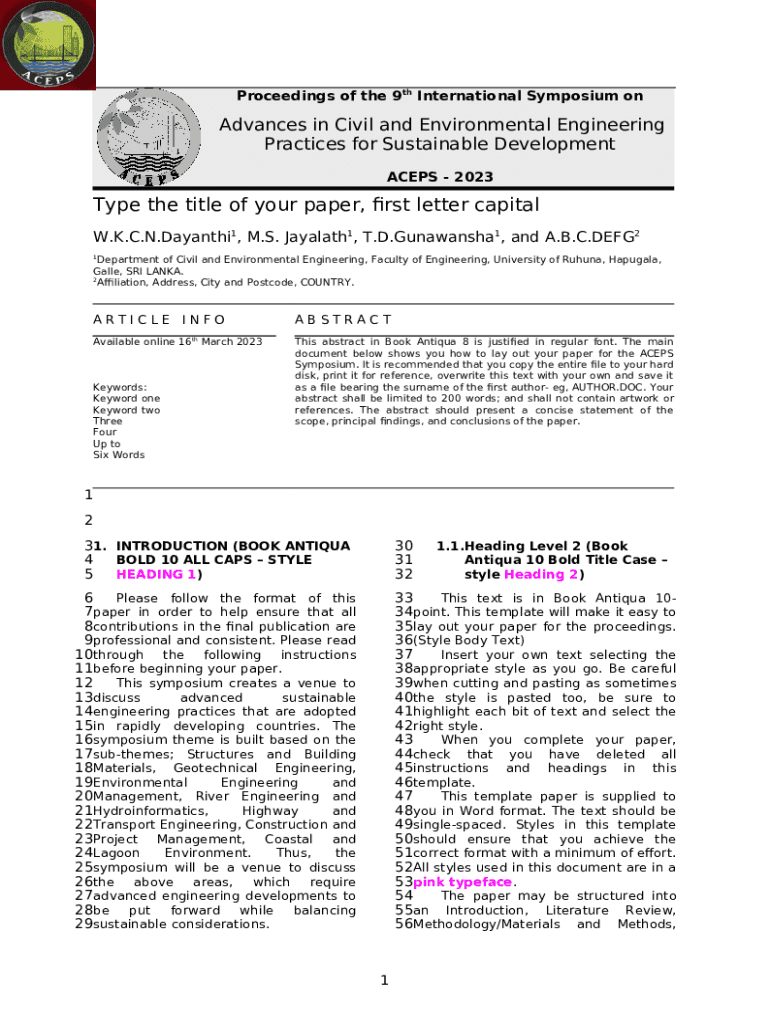 Paper Template - Electrical and Ination Engineering Doc Template | pdfFiller