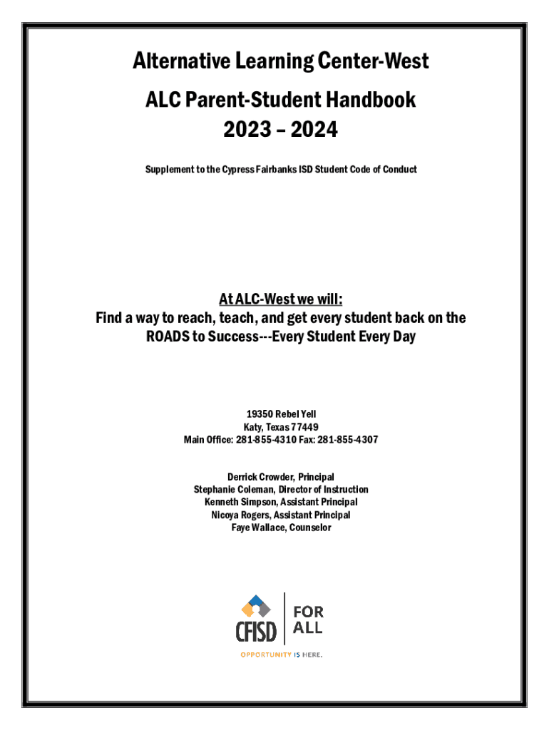 Fillable Online Alternative Learning Center-West - ALC Parent-Student ...